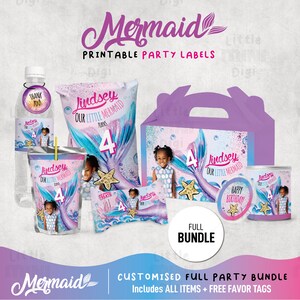Custom Mermaid-themed Party Printable Labels, Ocean Birthday Party Pack ...