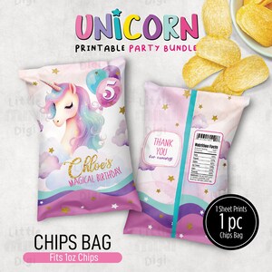 CUSTOM Unicorn Birthday Party Labels, Custom Name & Age, Printable ...