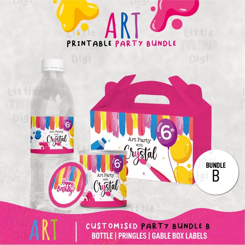 CUSTOM Art Party Bundle Printable Art Birthday Party Pack - Etsy