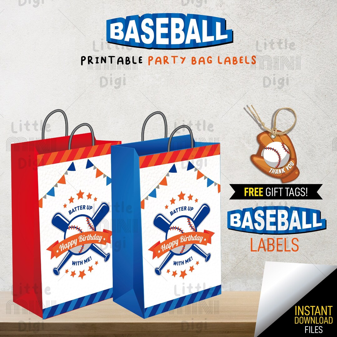 Printable Baseball Theme Party Bag Labels | Instant Download - Etsy