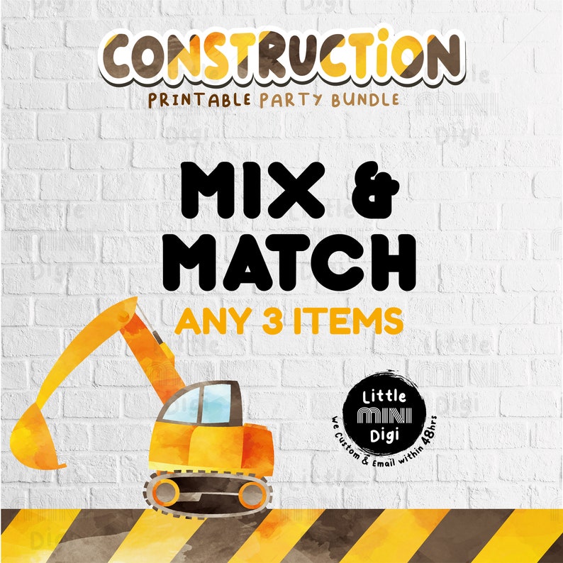 CUSTOM Construction Theme Party Bundle Printable Construction - Etsy