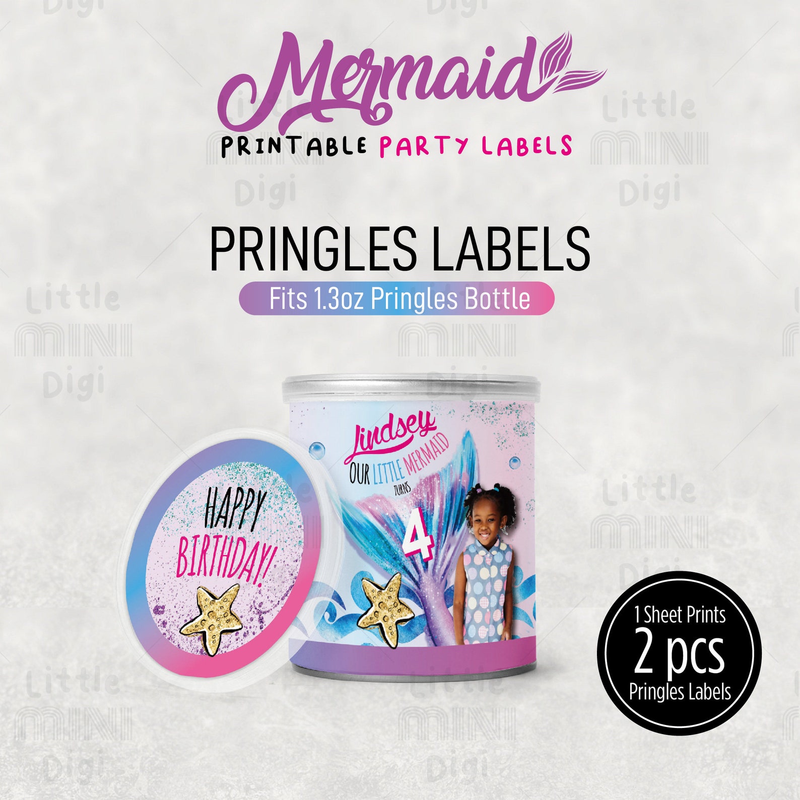 Custom Mermaid-themed Party Printable Labels, Ocean Birthday Party Pack ...