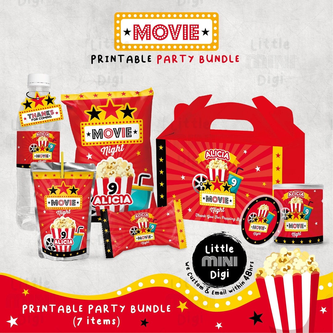 CUSTOM Movie Theme Party Bundle, Movie Birthday Party Pack, Printable ...