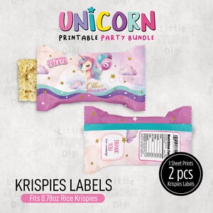 CUSTOM Unicorn Birthday Party Labels, Custom Name & Age, Printable ...