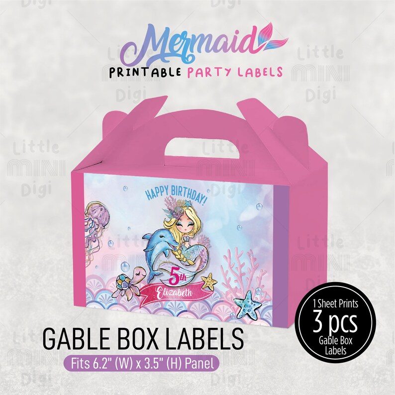 Custom Mermaid-themed Party Printable Labels Ocean Birthday - Etsy