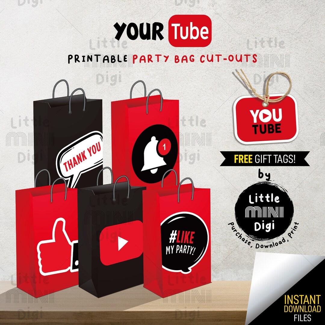 Printable Social Media Party Bag Labels & Favor Tags (digital Download ...
