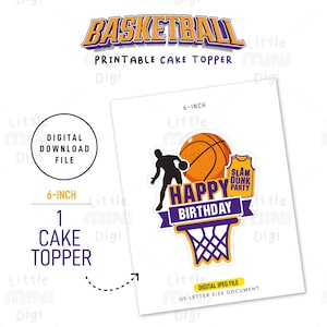 Basketball Cake Topper & Basketball Cupcake Toppers, DIY Basketball ...