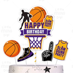 Basketball Cake Topper & Basketball Cupcake Toppers, DIY Basketball ...