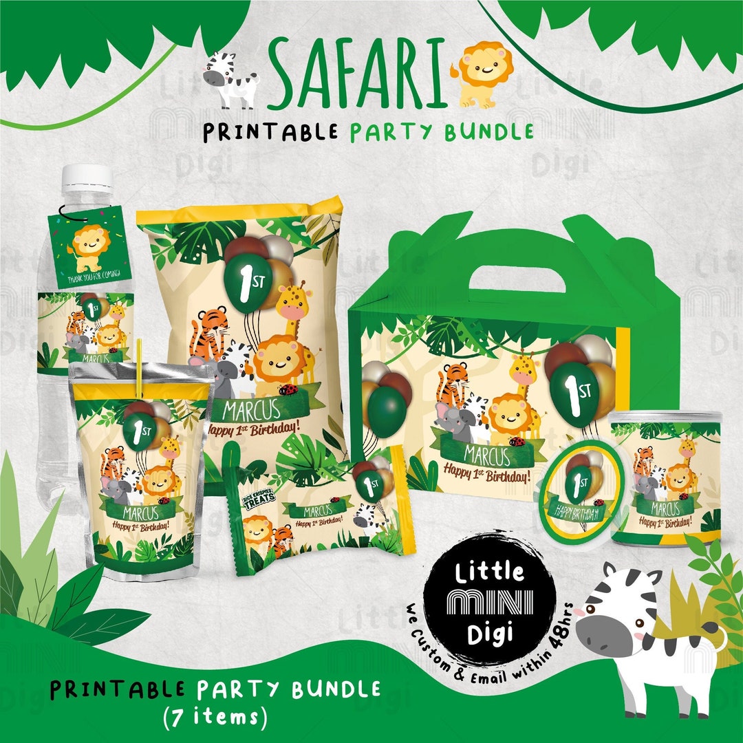 CUSTOM Safari Jungle Theme Party Bundle, Safari Animals Birthday ...