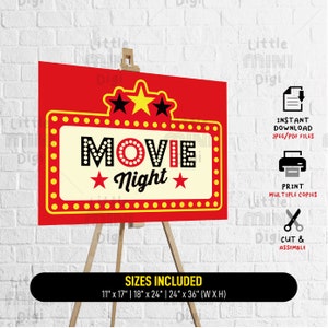 Movie Night Poster Backdrop: Party Table Decoration (digital JPEG/PDF ...