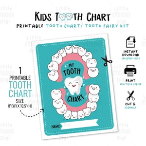Printable Kids Turquoise Tooth Fairy Kit, Tooth Chart, Tooth Fairy ...