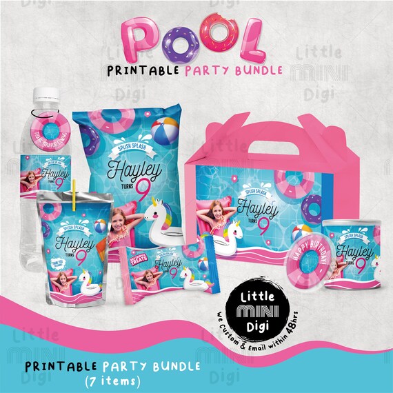 CUSTOM Pool Party Bundle Printable Pool Splash Splash - Etsy