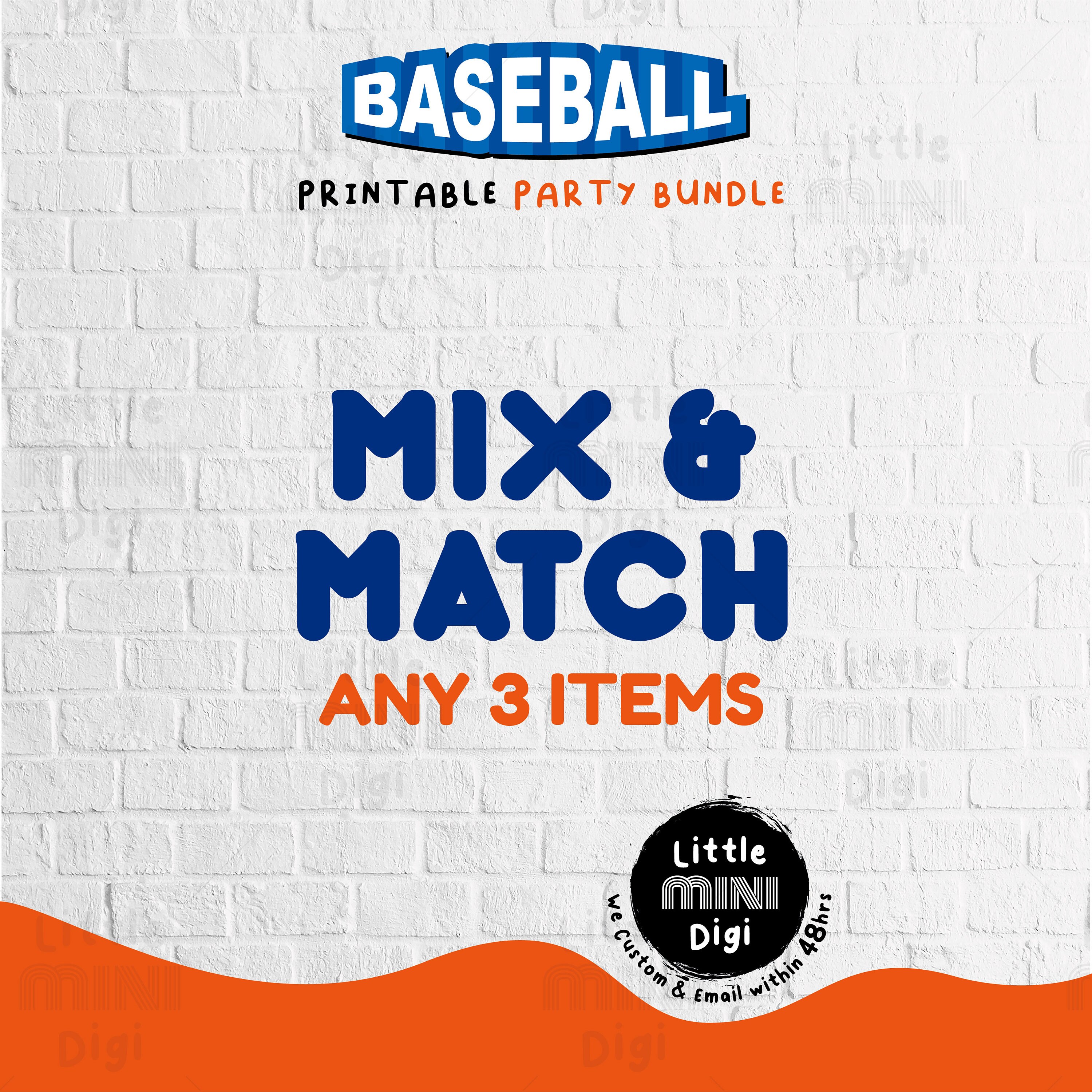 CUSTOM Baseball Theme Party Bundle Printable Baseball Game - Etsy