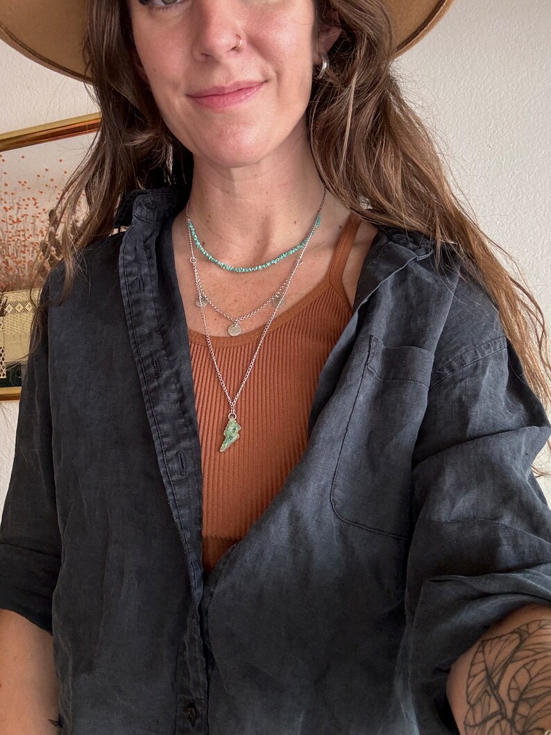 Chrysocolla and Turquoise Lightning Bolt Necklace - Etsy