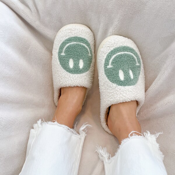 Smiley Face Slippers - Etsy