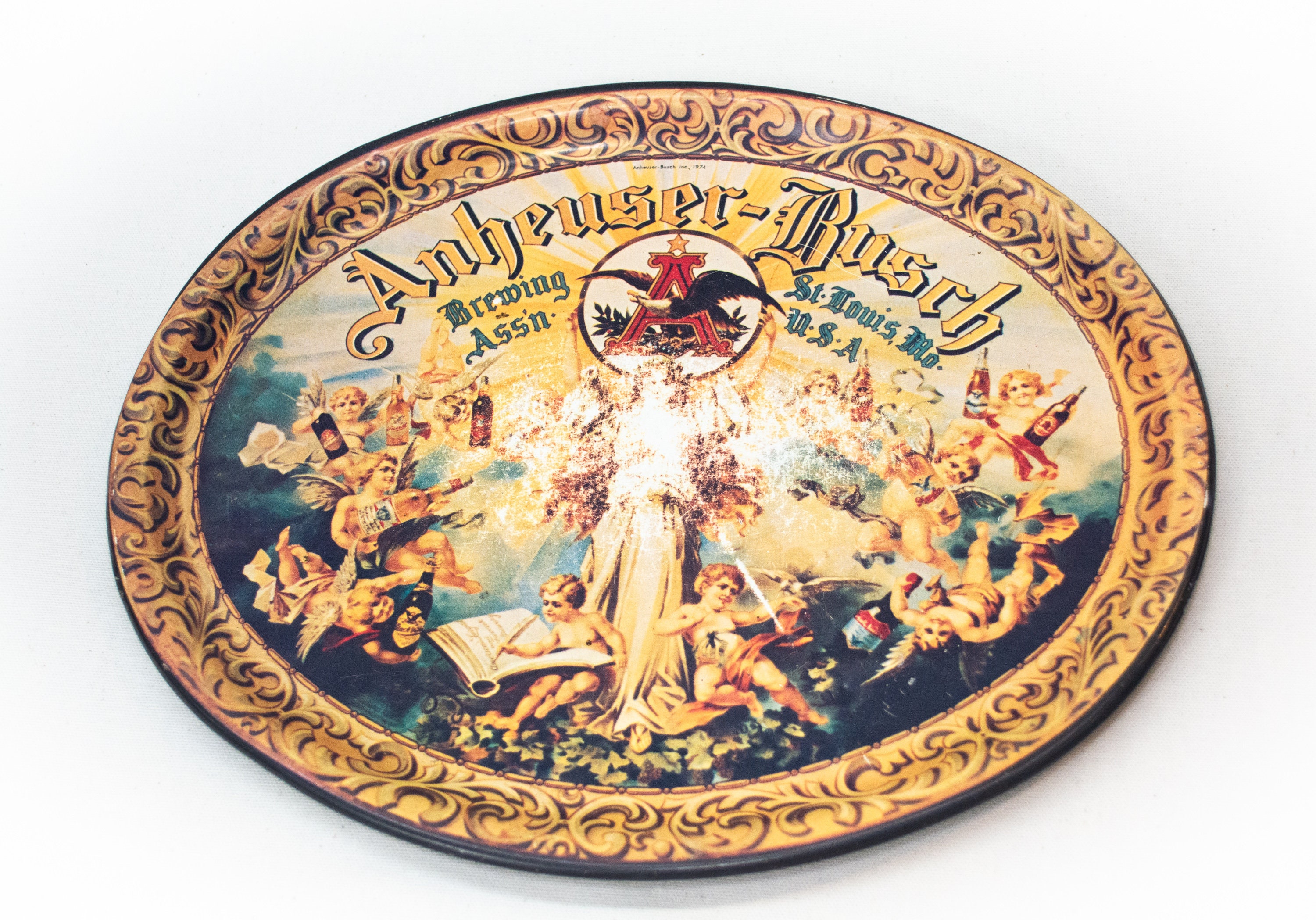 Vintage 1974 Anheuser-busch Serving Tray, Barmaid Tray, Beer Serving ...