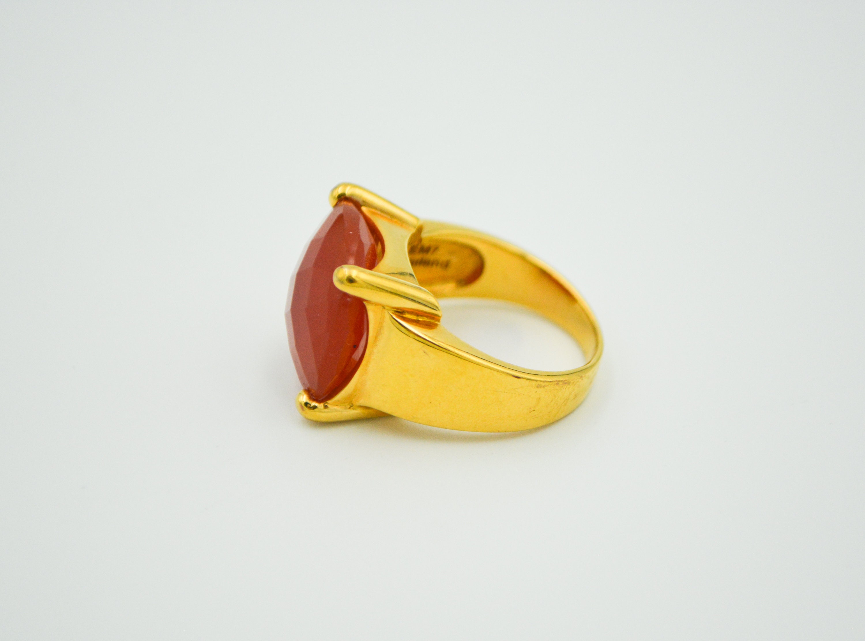 Vintage Large Dark Orange & Gold Toned Fashion Ring - Etsy