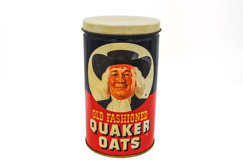 Vintage 1982 Old Fashioned Quaker Oats Collectible Tin Canister - Etsy