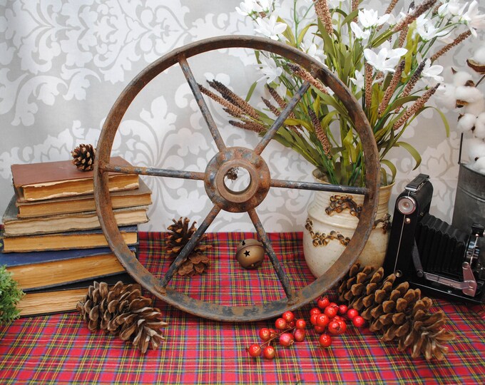 Antique Rustic Wheel Barrel or Cart Wheel, Rustic Farmhouse Decor - Etsy