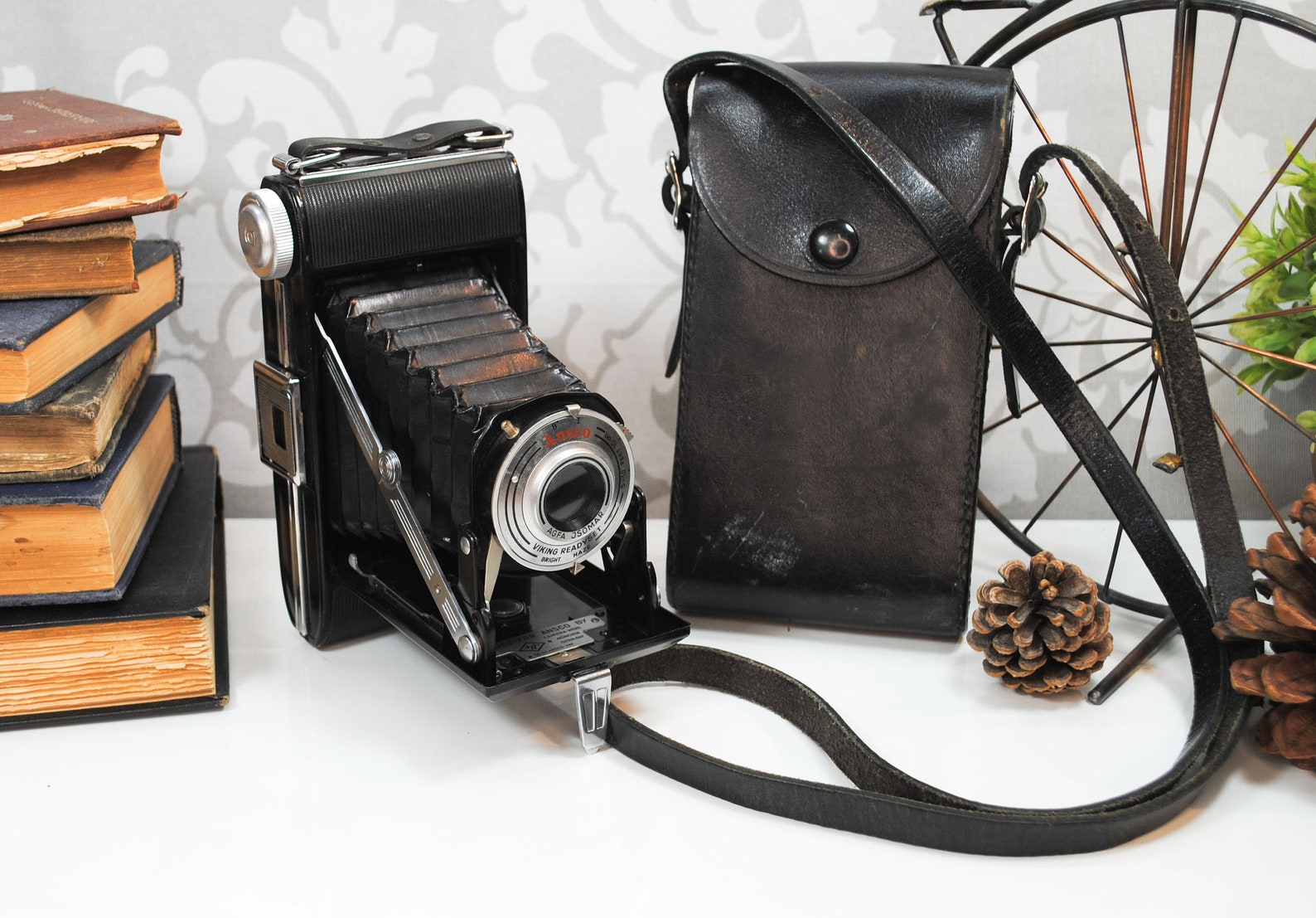 NICE Vintage Ansco gaf Viking Readyset Folding Bellows Camera With Case ...