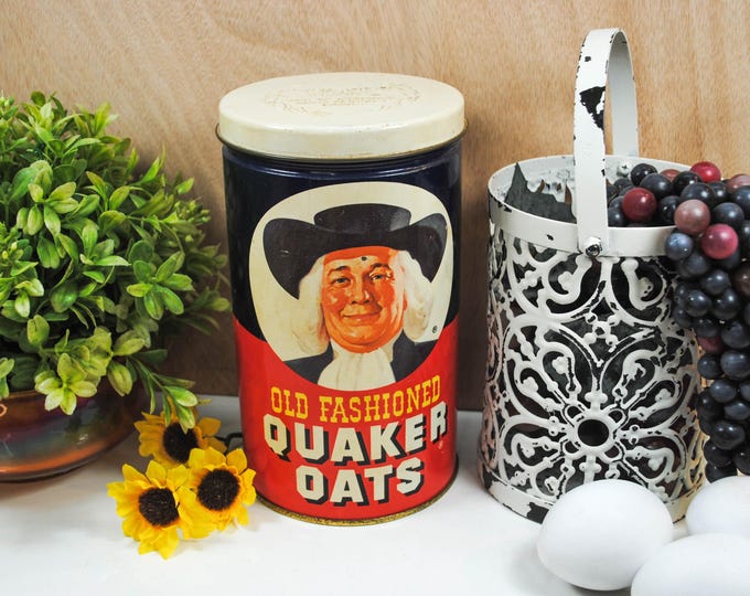 Vintage 1982 Old Fashioned Quaker Oats Collectible Tin Canister - Etsy