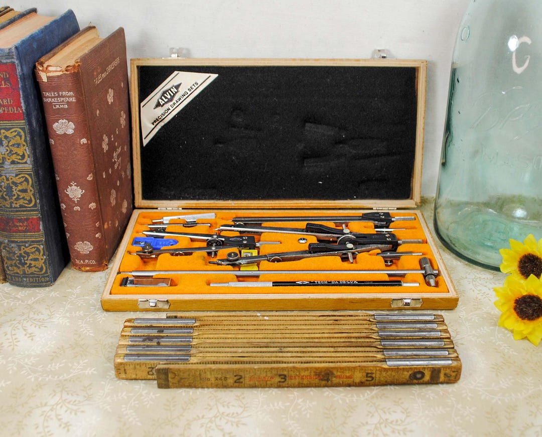 NICE Vintage Alvin Precision Drawing Set, Drafting Tools, Made in ...