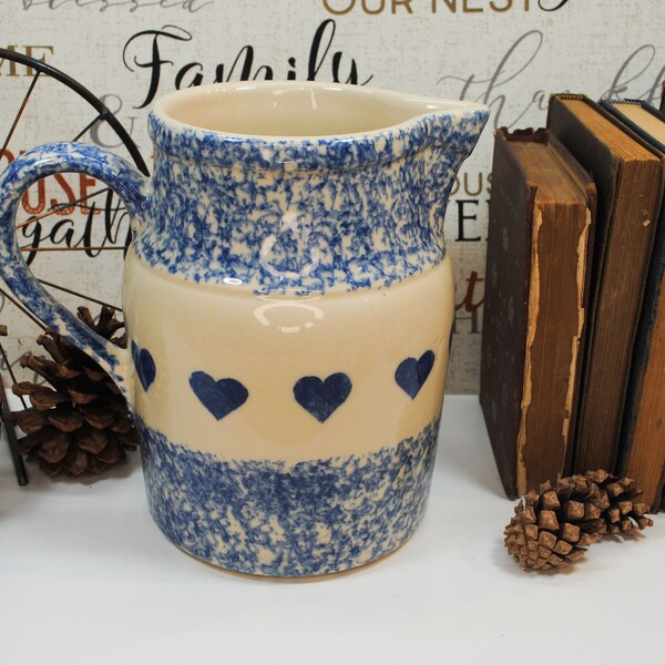 Blue Spongeware Pitcher - Etsy