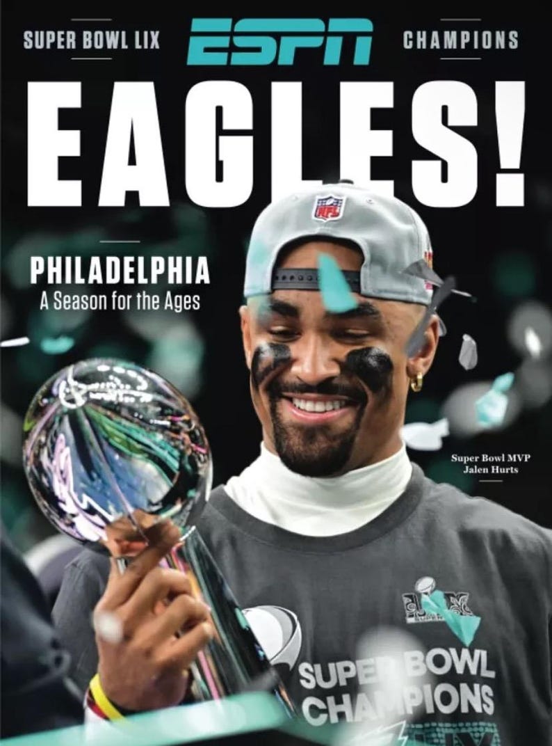 ESPN 2025 MAGAZINE Philadelphia Eagles Jalen Hurts Super Bowl LIX ...