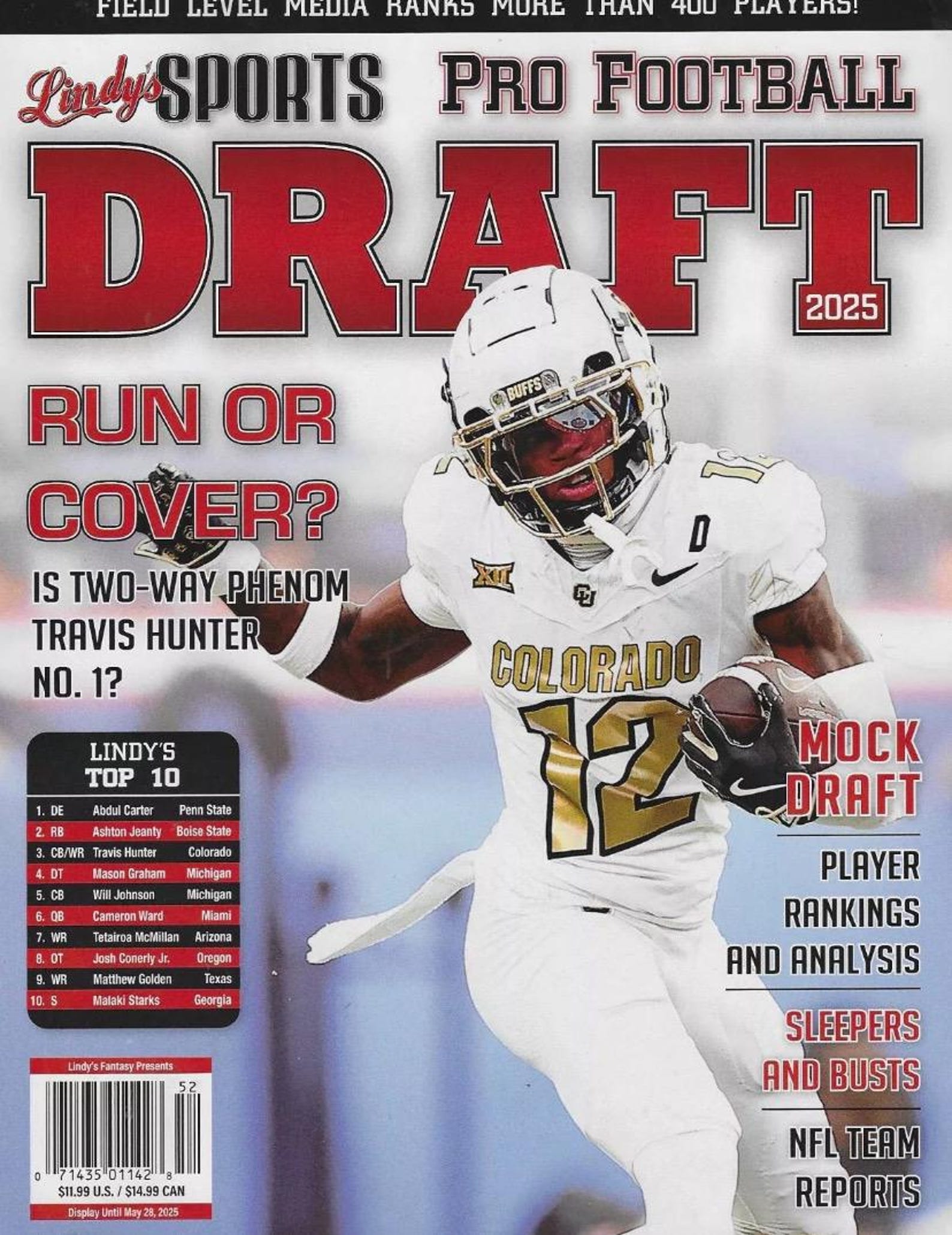 Lindy’s Sports Pro Football Draft 2025 MAGAZINE NFL Draft Preview Travis Hunter Mock Draft ...