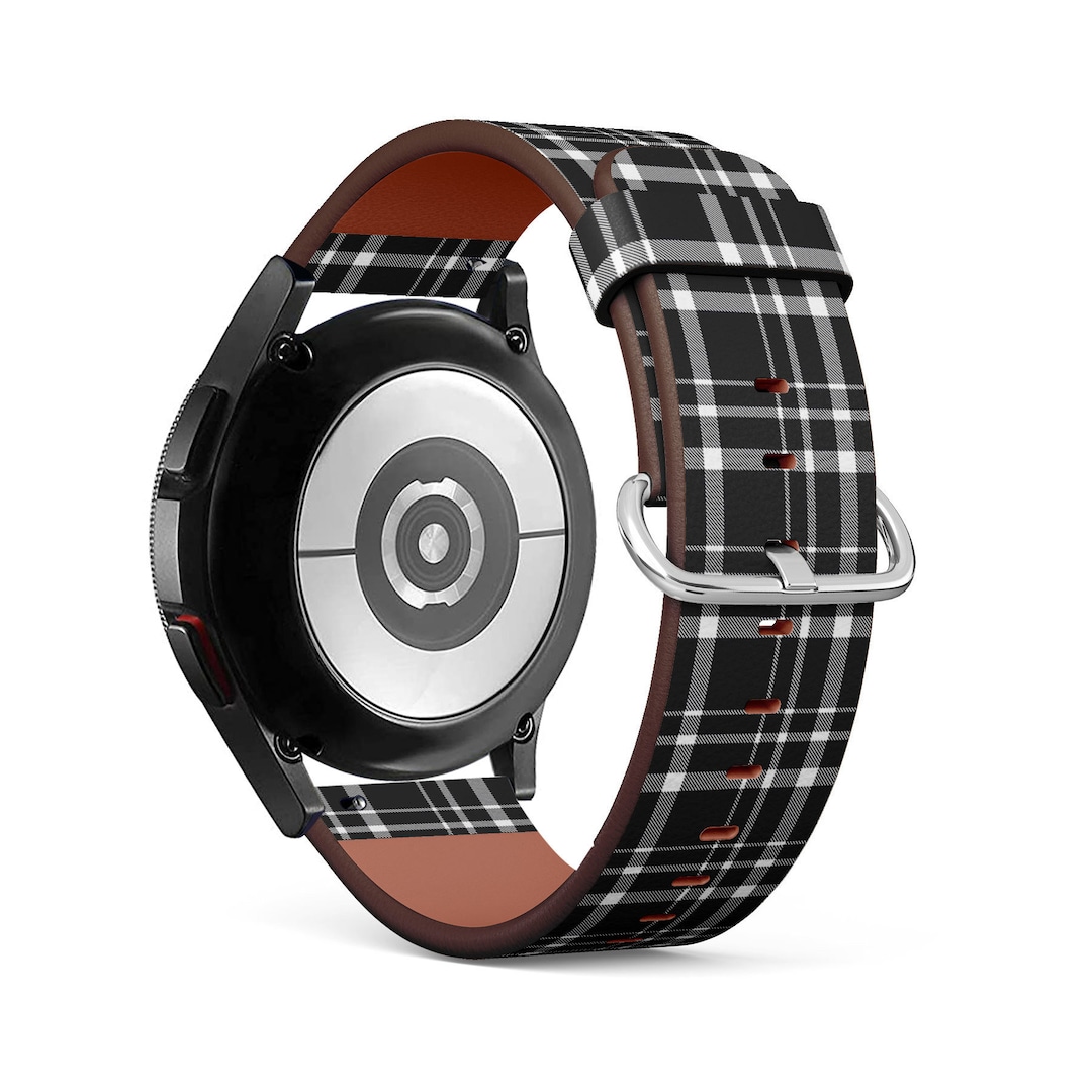 Band for Samsung Smartwatches, Black White Tartan Plaid Scottish Print ...
