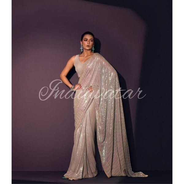 Sequins Saree - Etsy