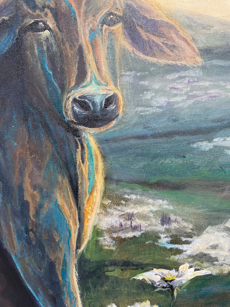 Ferdinand. Brahman Bull. Original. Acrylic. Painting. 30x40. Canvas ...