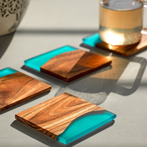 Epoxy Resin & Wood Drink Coasters - Etsy