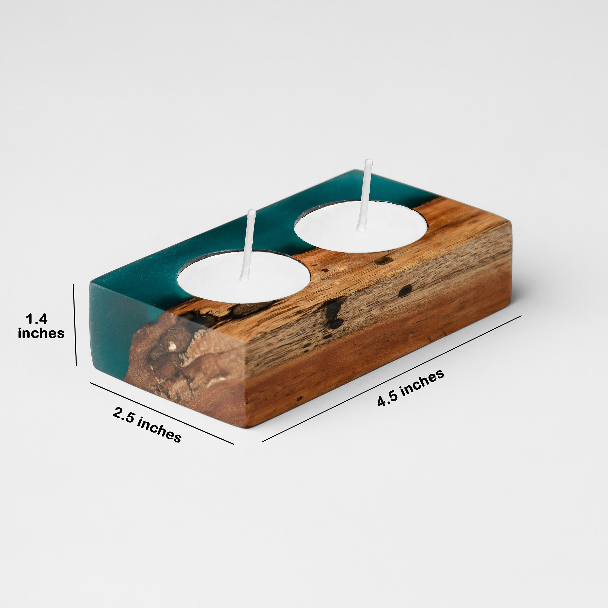 Wood Resin Tea-light Holder Epoxy Candle Holder Woodentable - Etsy