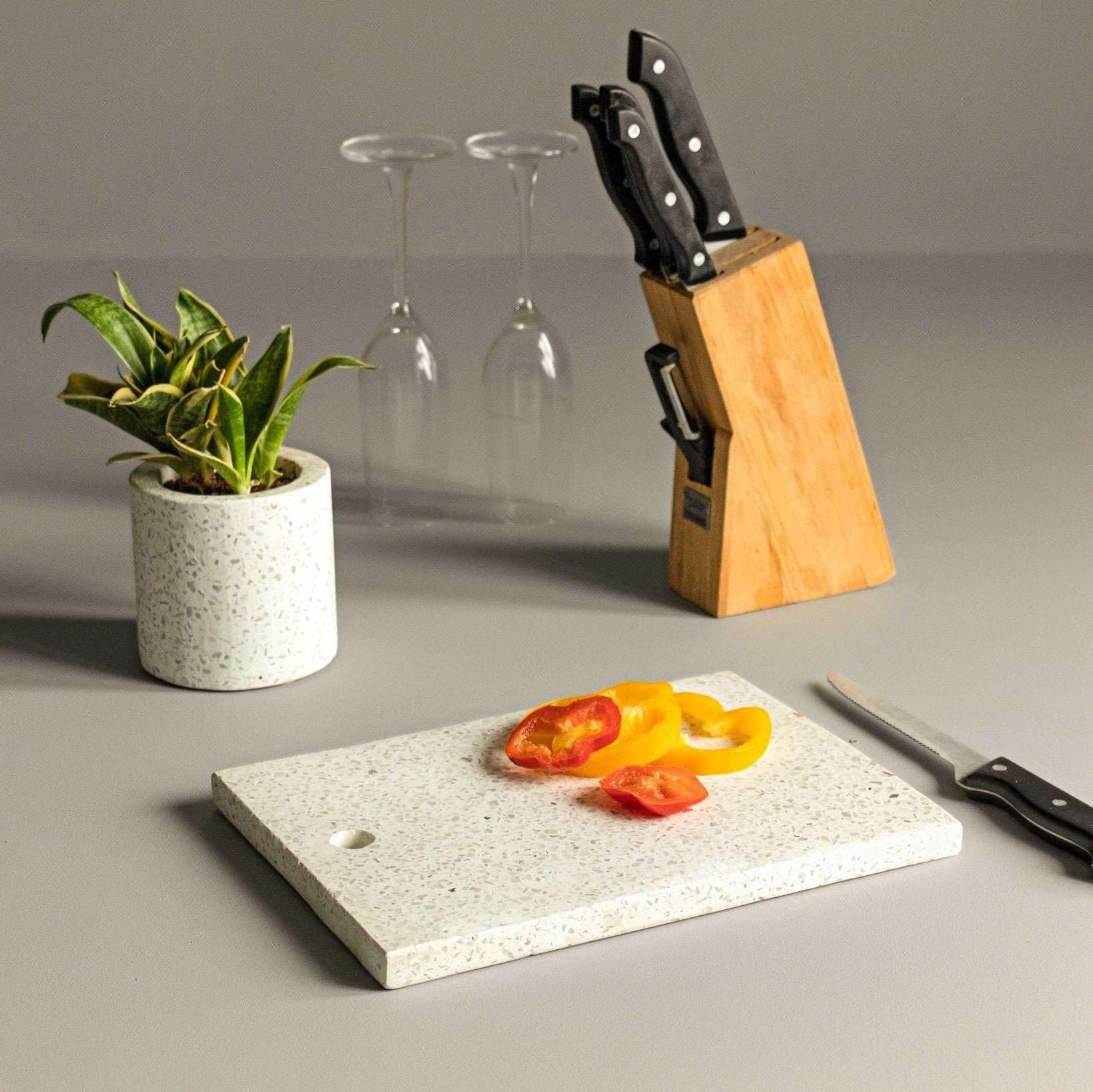 Chopping Board Marble Trays Cheese Platter Beautiful White Terrazzo ...