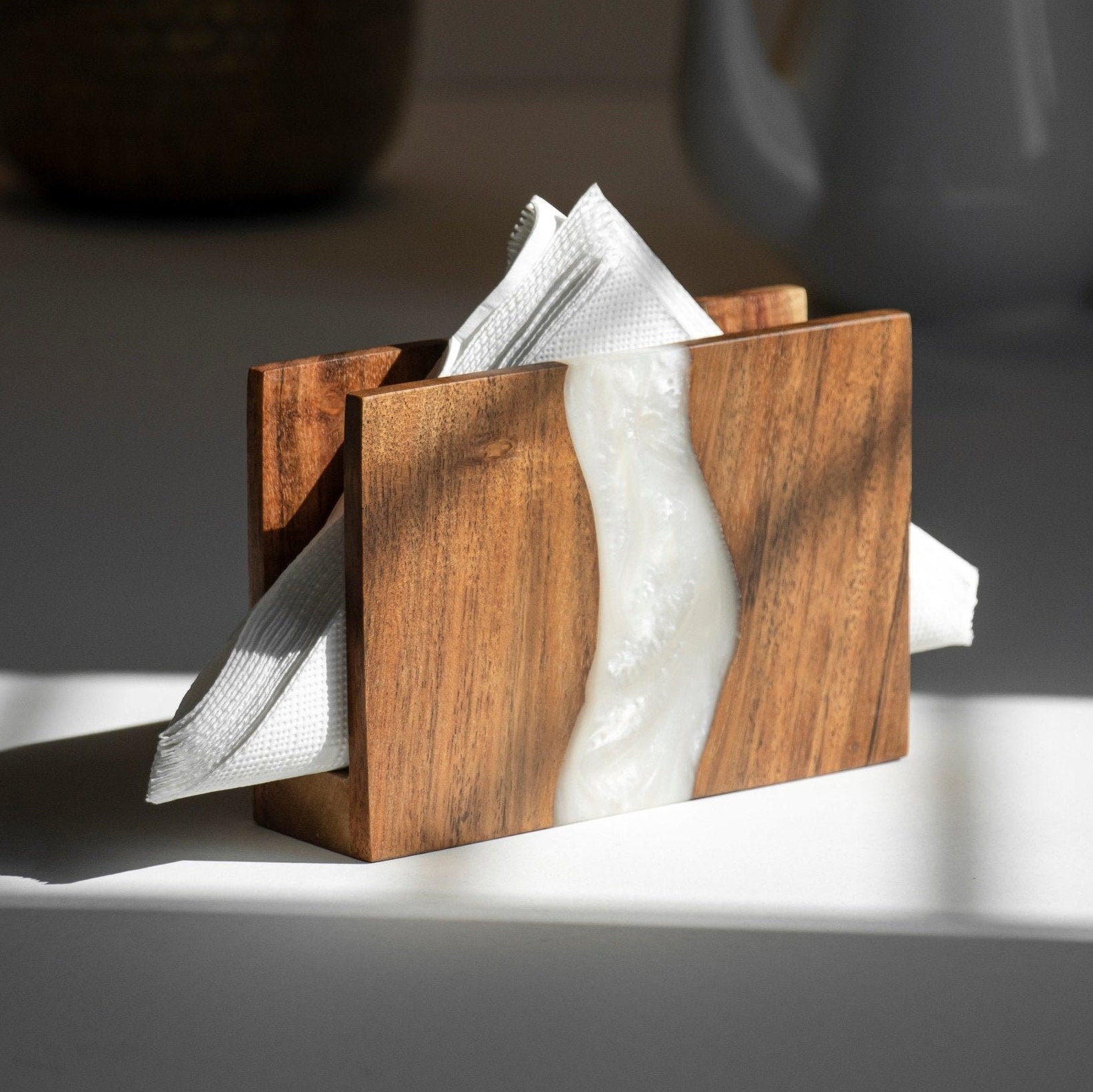 Island Paradise Wood-epoxy Napkin Holder Modern Tableware - Etsy
