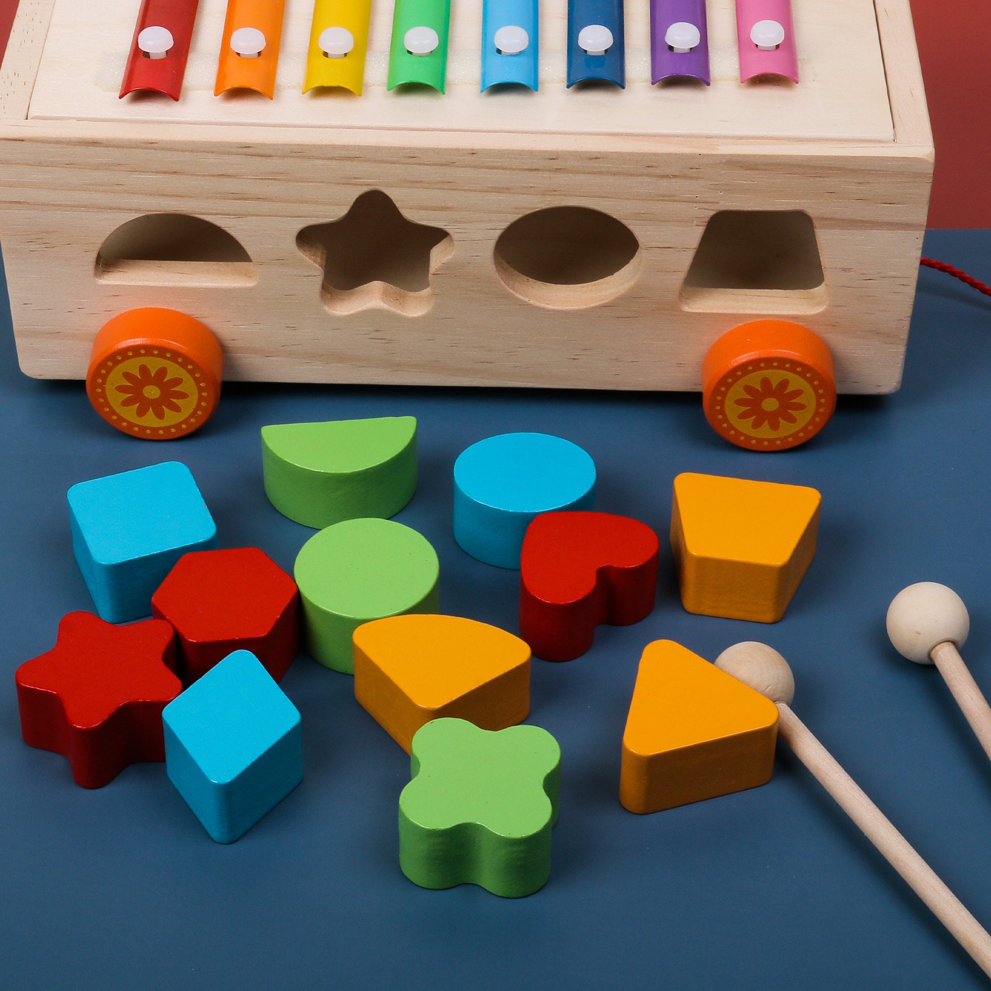 Shape Sorter Toy With Xylophone for Toddlers Wooden Shape - Etsy