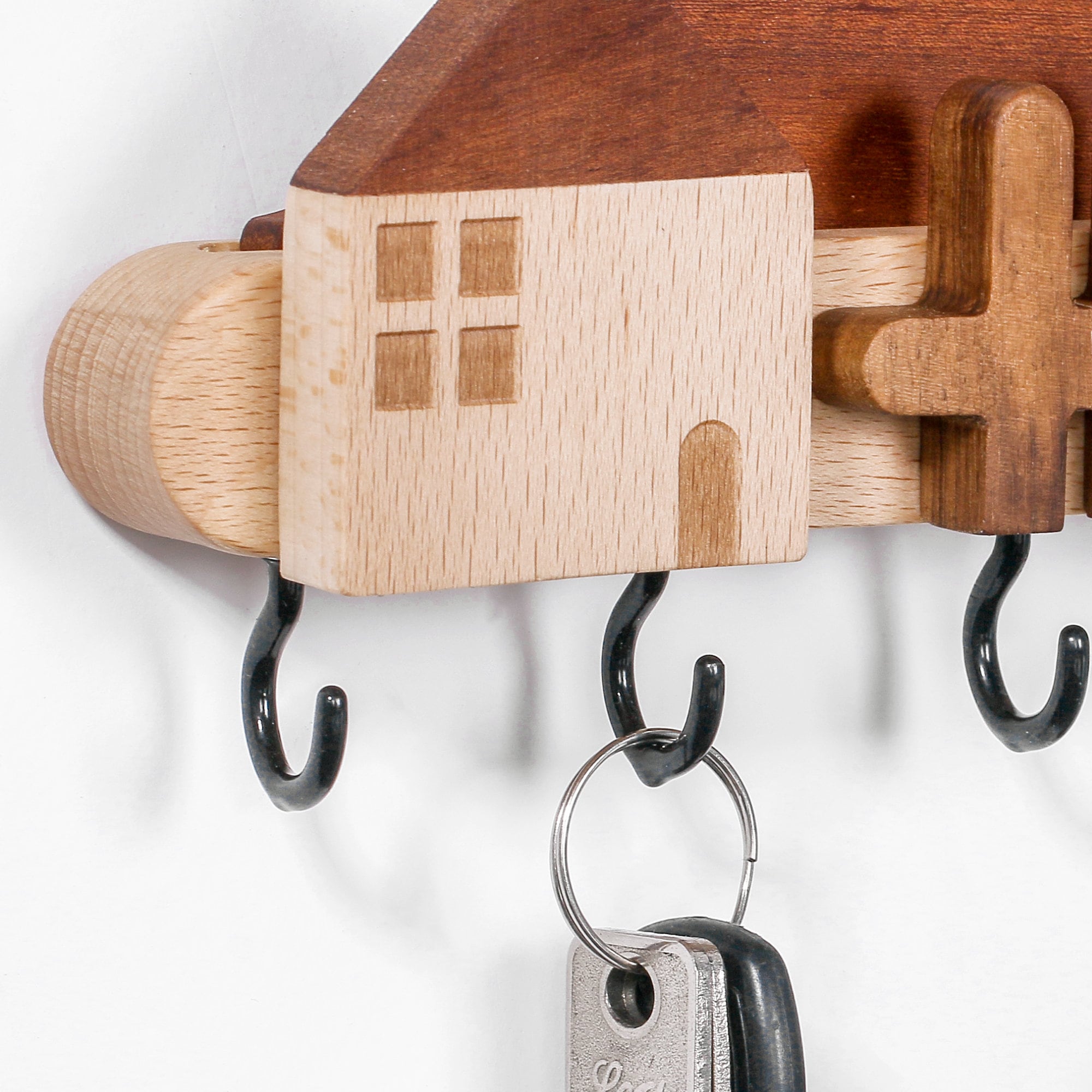 Wall Mounted Key Hook, Wooden Key Holder for Wall, Cute Entryway ...