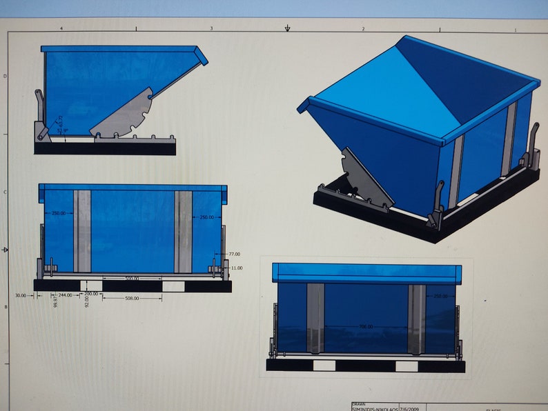 Industrial Self Dump Hopper Plans: CNC Waste Bin (dxf-dwg-stp-pdf-iam ...