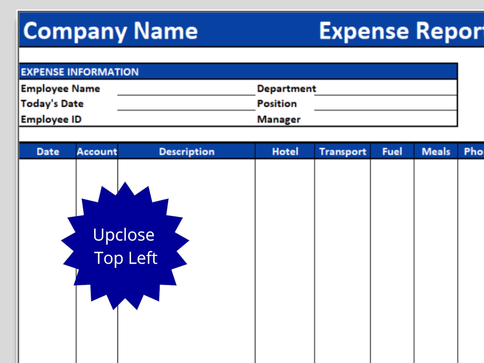 Expense Report Template: Editable Excel Form, HR Template, Payroll ...