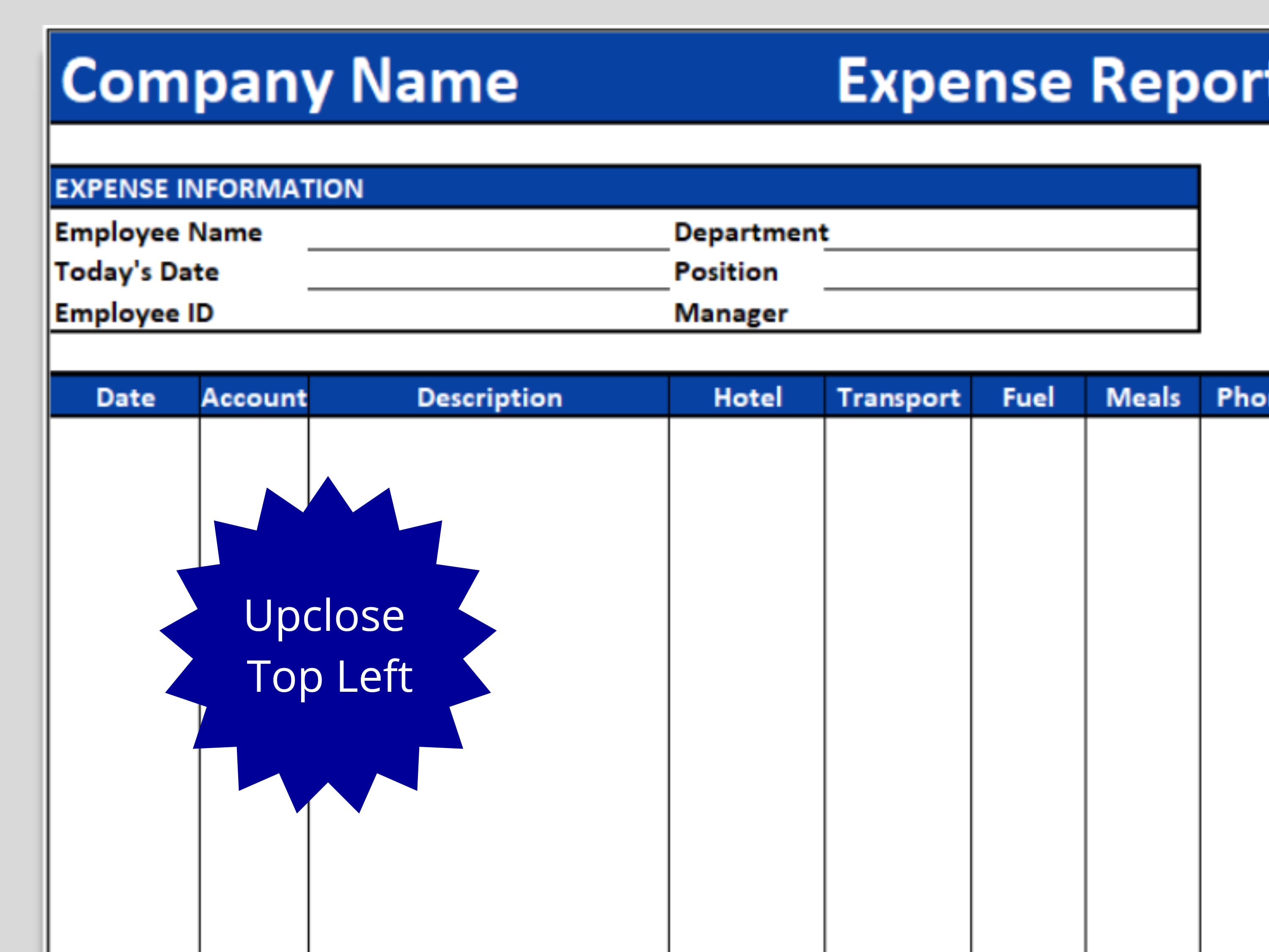 Expense Report Template: Editable Excel Form, HR Template, Payroll ...