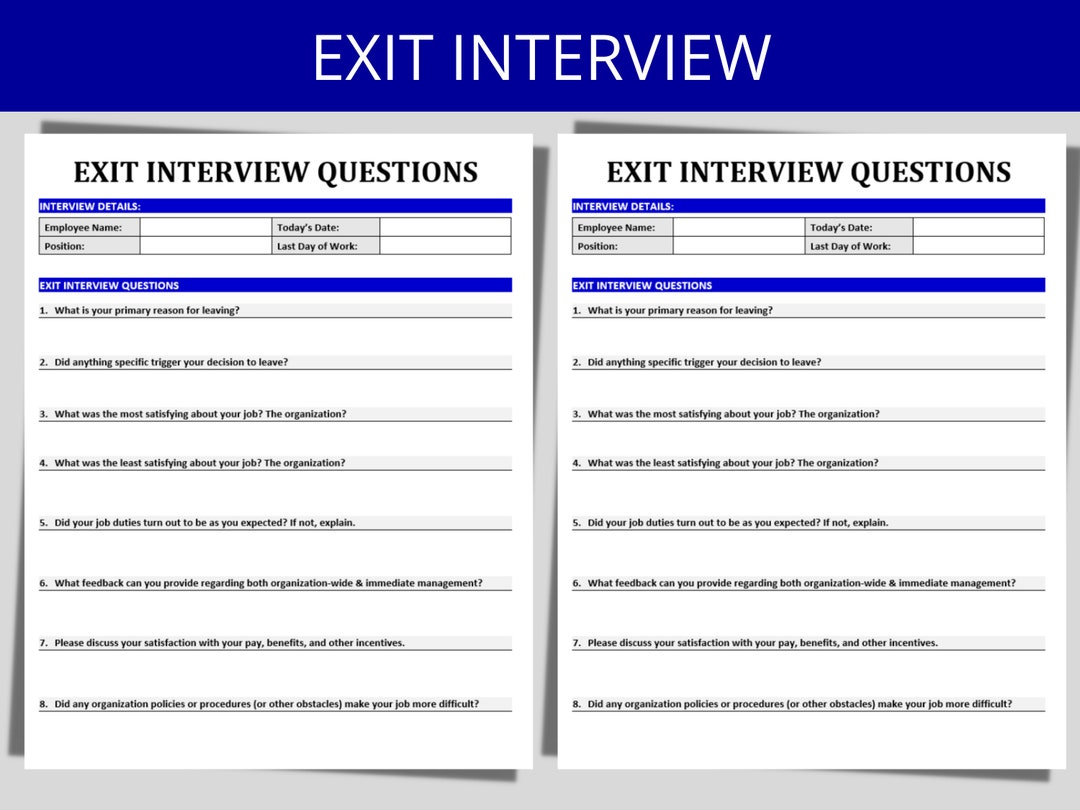 Exit Interview Questions Template: Streamline Offboarding With Editable HR Form - Etsy