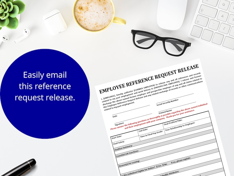 Employee Reference Request Release HR Template MS Word Editable Form - Etsy