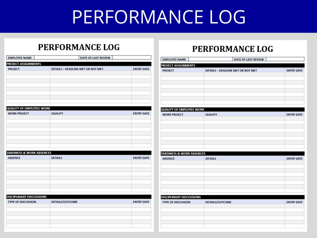 Manager Performance Log: Employee Performance Review | Backup Documentation | Employee & Manager ...