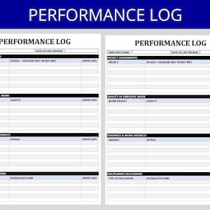Manager Performance Log: Employee Review HR Template (digital Download ...