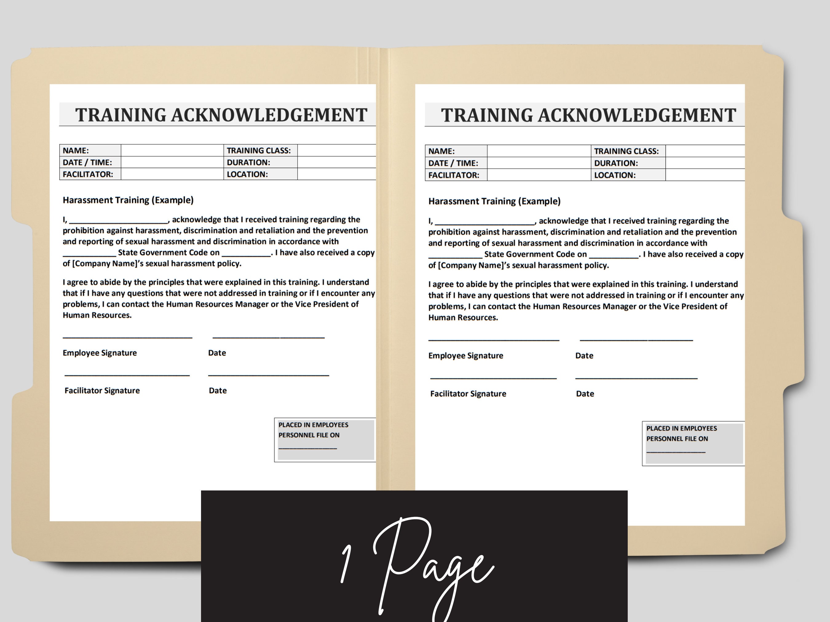 Training Acknowledgement Form Training Templates HR - Etsy Sweden