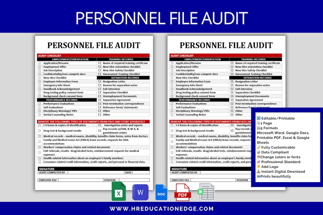Personnel File Checklist | Employee Folder Audit | HR Template | Human ... Personnel File Checklist | Employee Folder Audit | HR Template | Human ...
