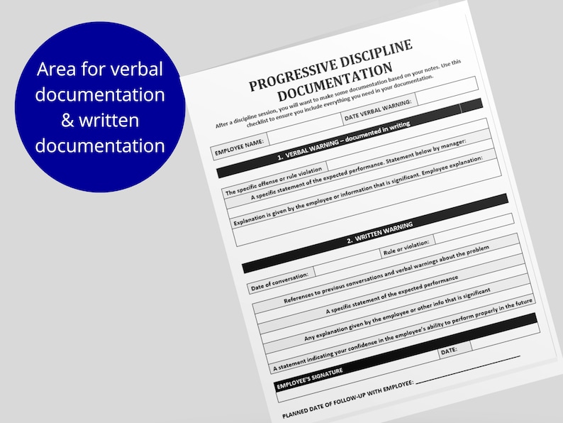 Progressive Discipline Documentation: Employee Write up MS Editable ...