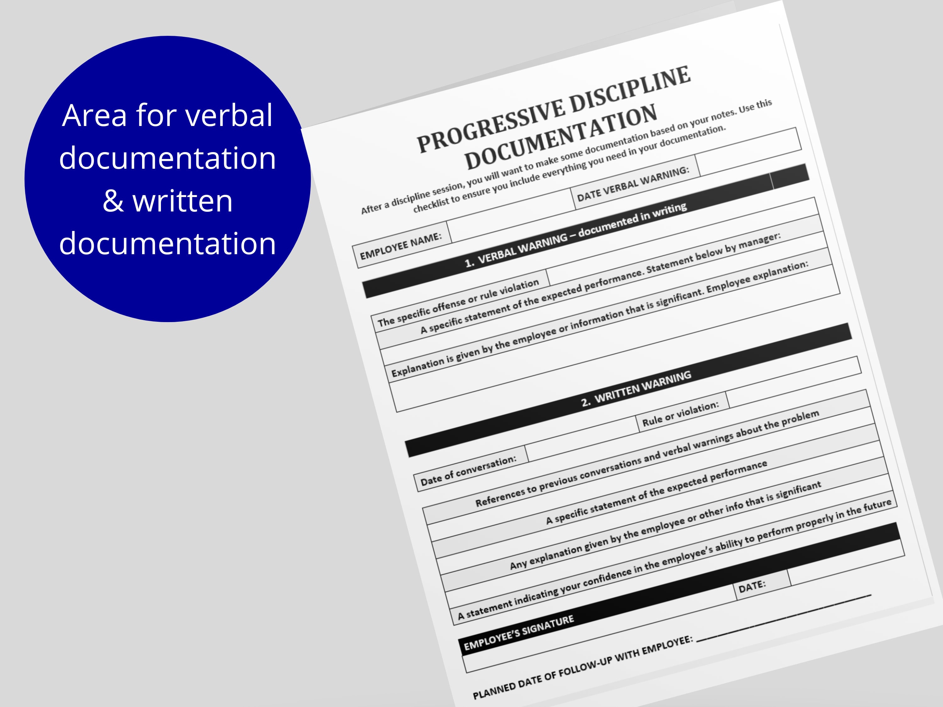 Progressive Discipline Documentation: Employee Write up MS Editable ...