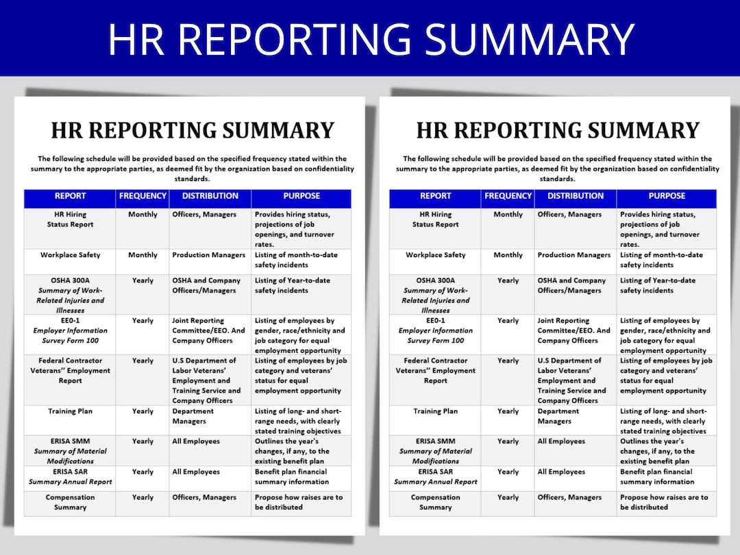 HR Reporting Summary. HR Template. MS Editable Word Document. Human ...